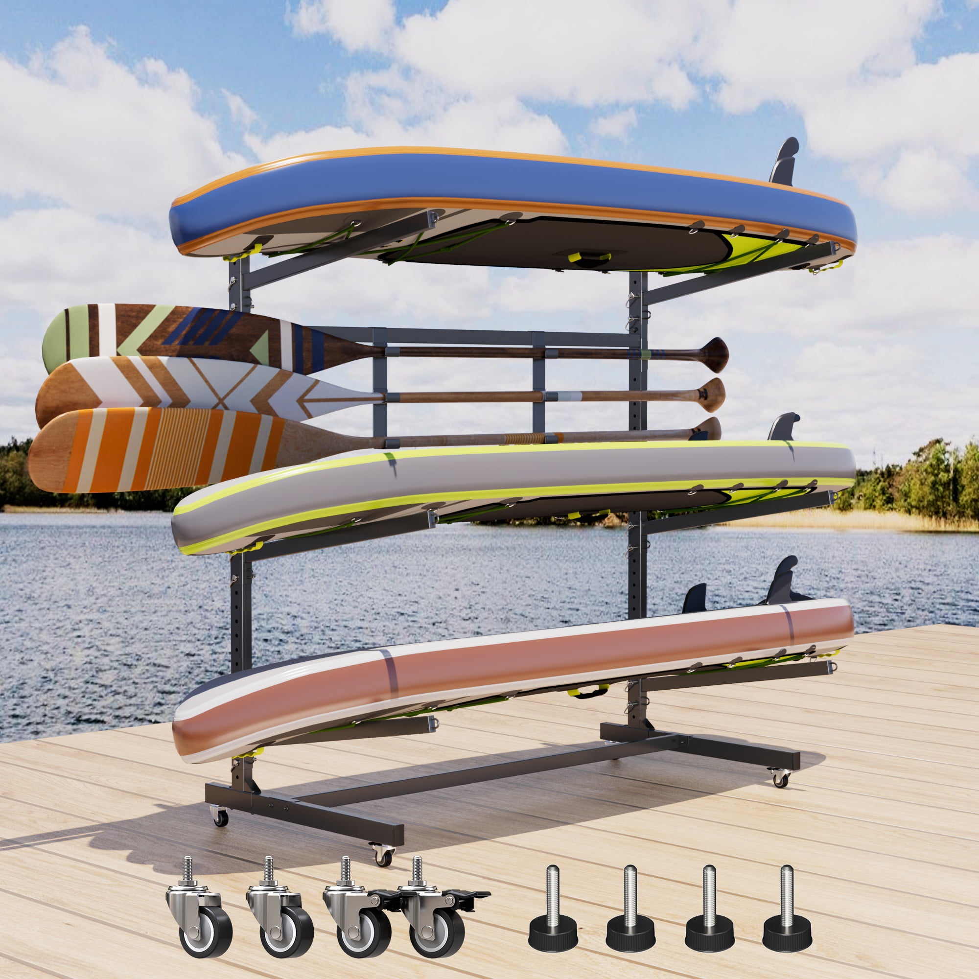 GangMei 4 Levels Heavy Duty Kayak Rack, Freestanding Storage for Canoes ...