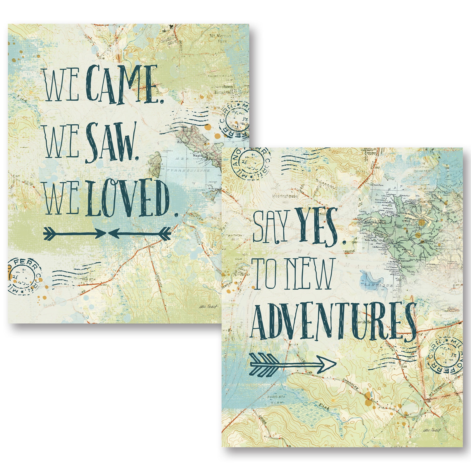 Gango Home Decor Casual Map Sentiments II & Map Sentiments III by Katie ...