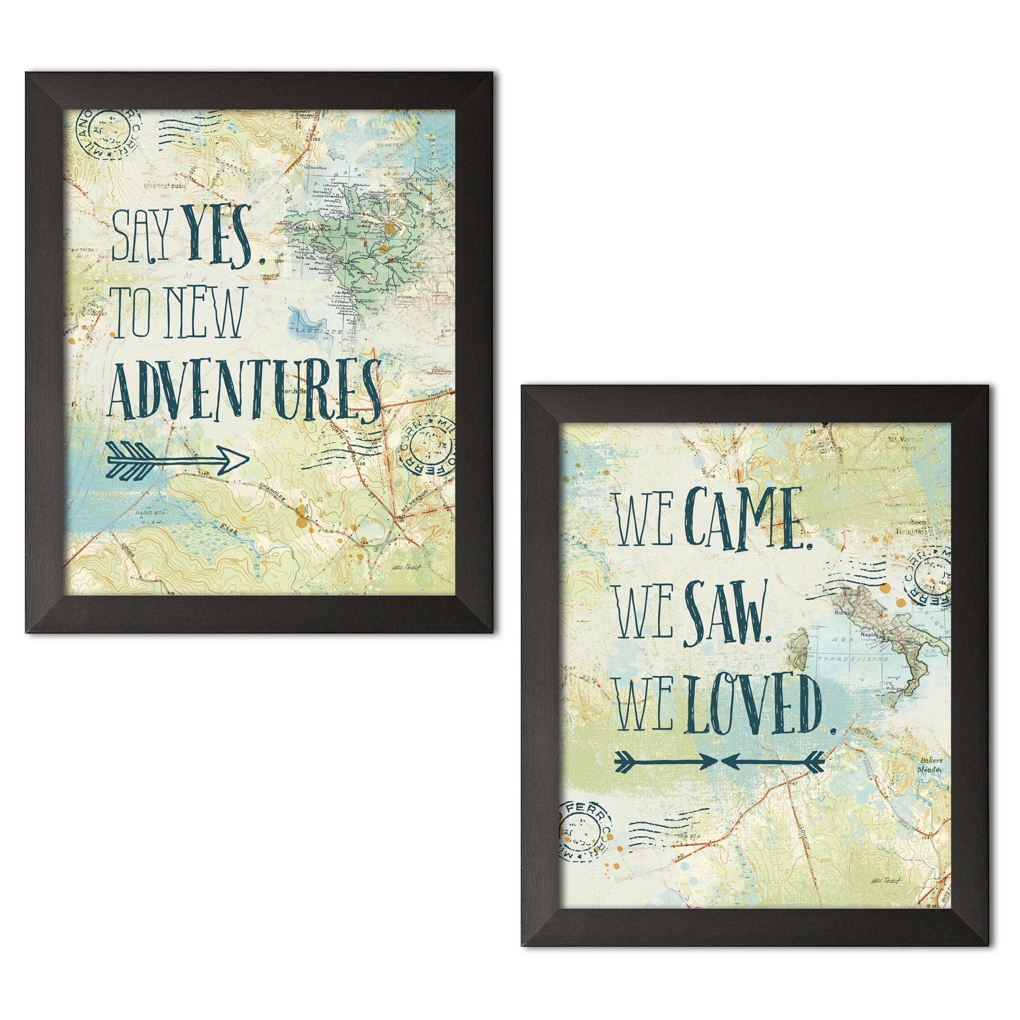 Gango Home Decor Casual Map Sentiments II & Map Sentiments III by Katie ...