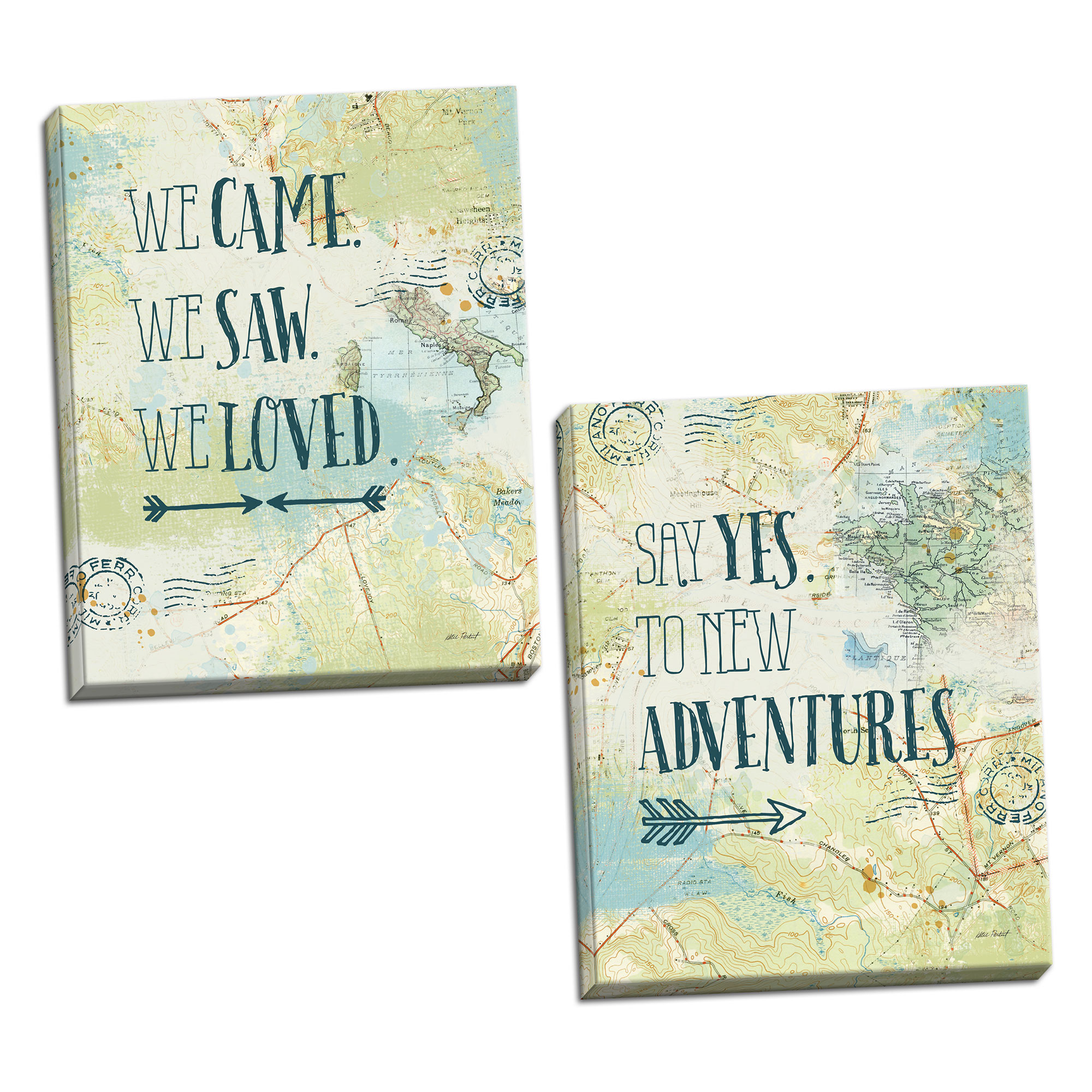 Gango Home Decor Casual Map Sentiments II & Map Sentiments III by Katie ...