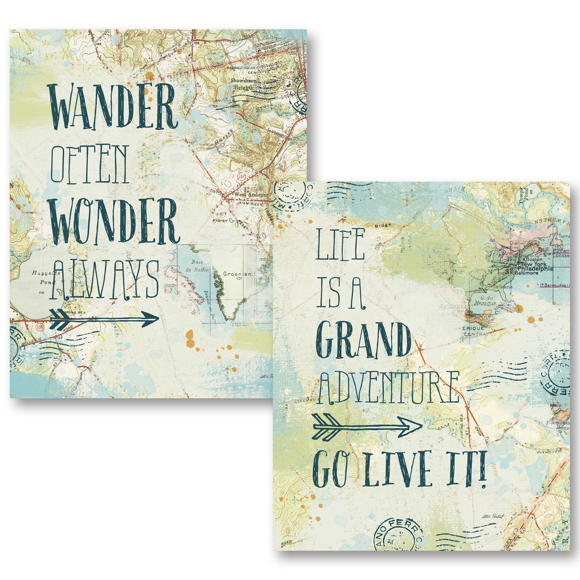 Gango Home Decor Casual Map Sentiments IV & Map Sentiments V by Katie ...