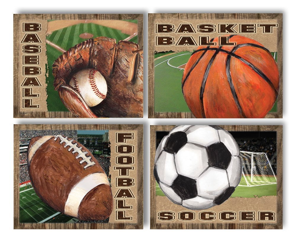 Gango Home Decor Classic Brown Basketball Baseball Football and Soccer ...