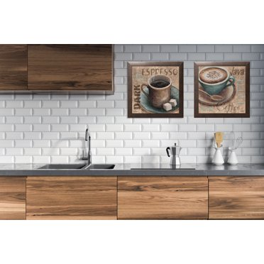 Gango Home Decor Colorful Coffee Cup Kitchen Wall Art; Four Multi-Color ...