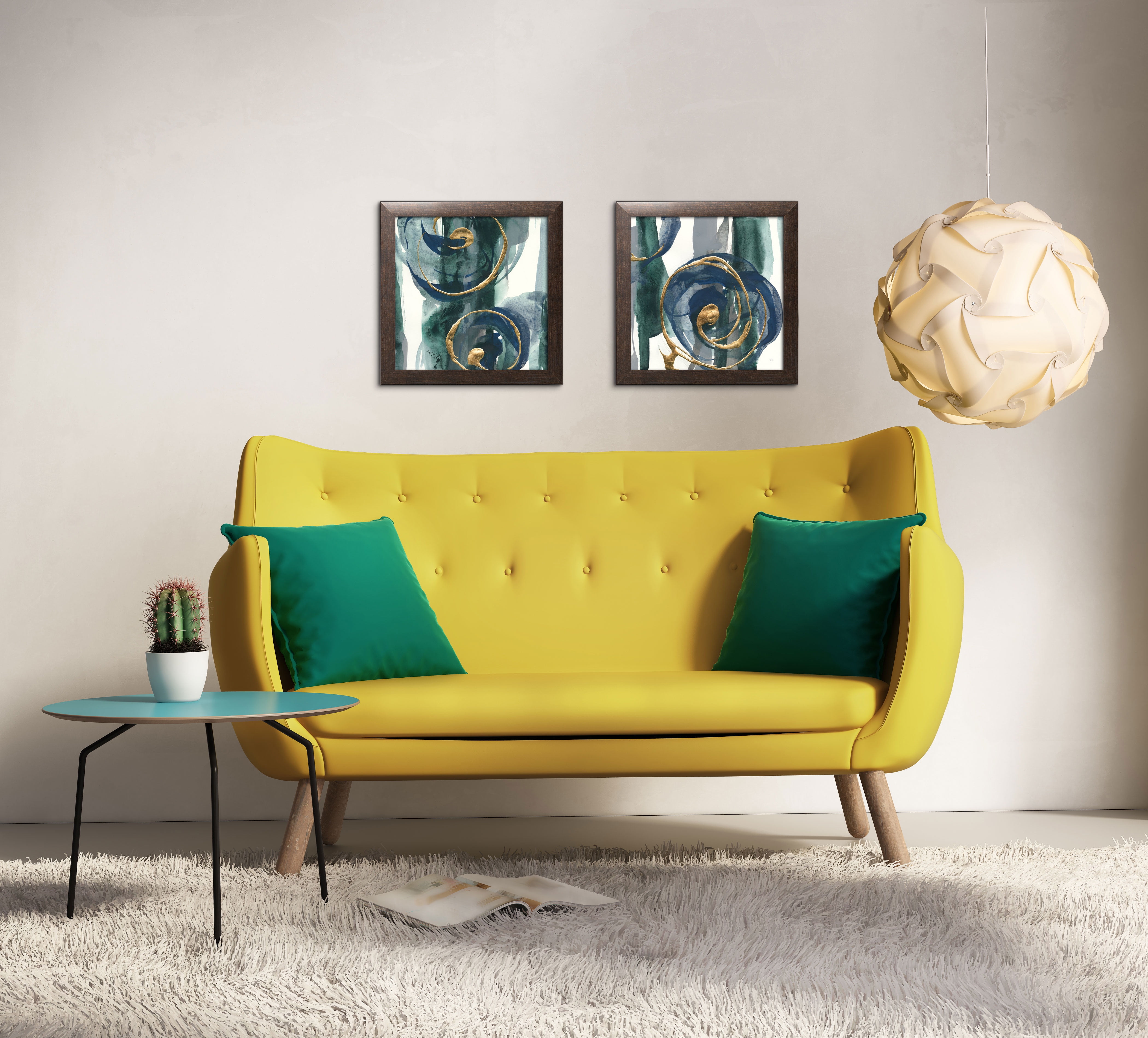 Gango Home Decor Contemporary Jasper I & II; Two 12x12in Art Prints in ...