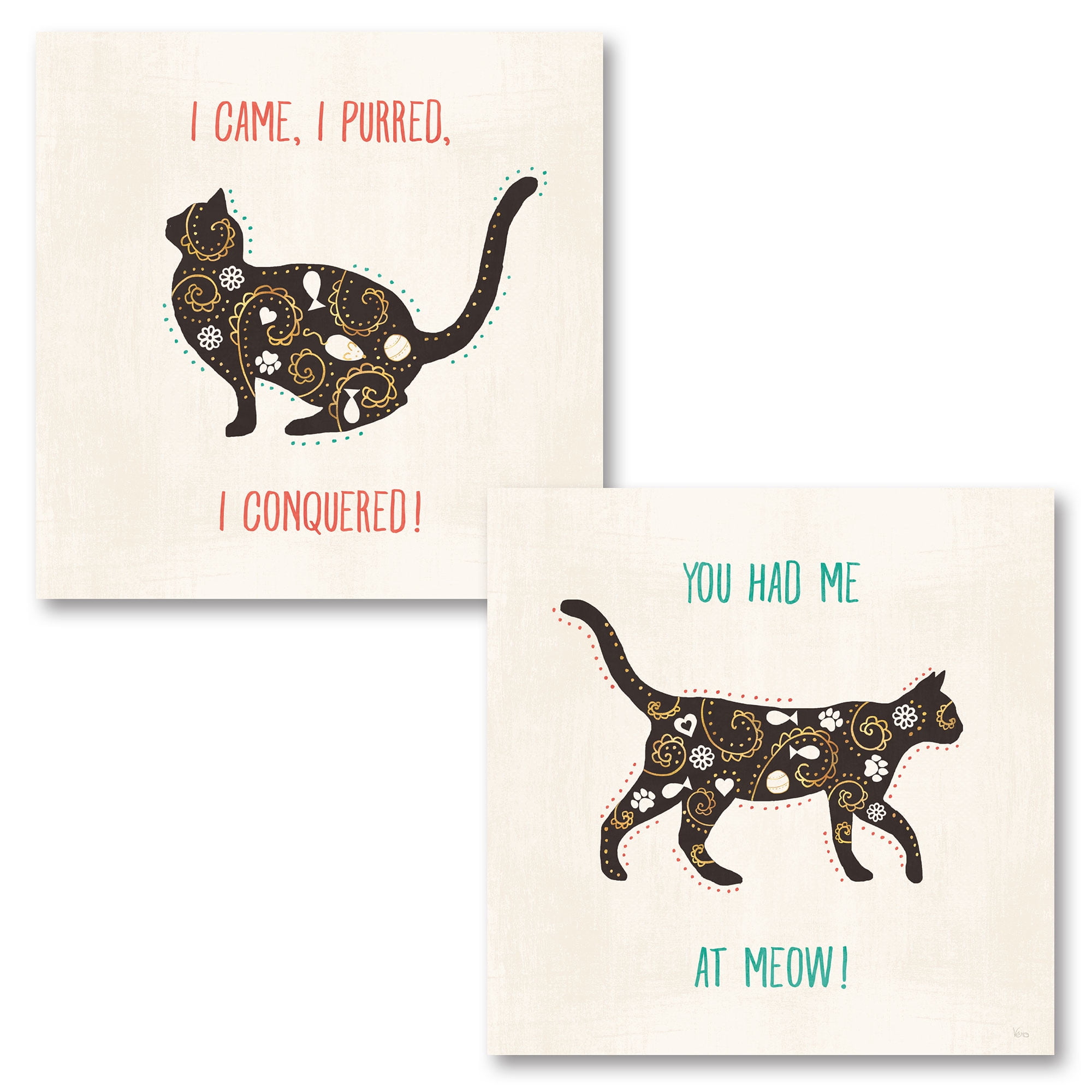 Gango Home Decor Contemporary Otomi Cats IV & Otomi Cats V by Veronique ...