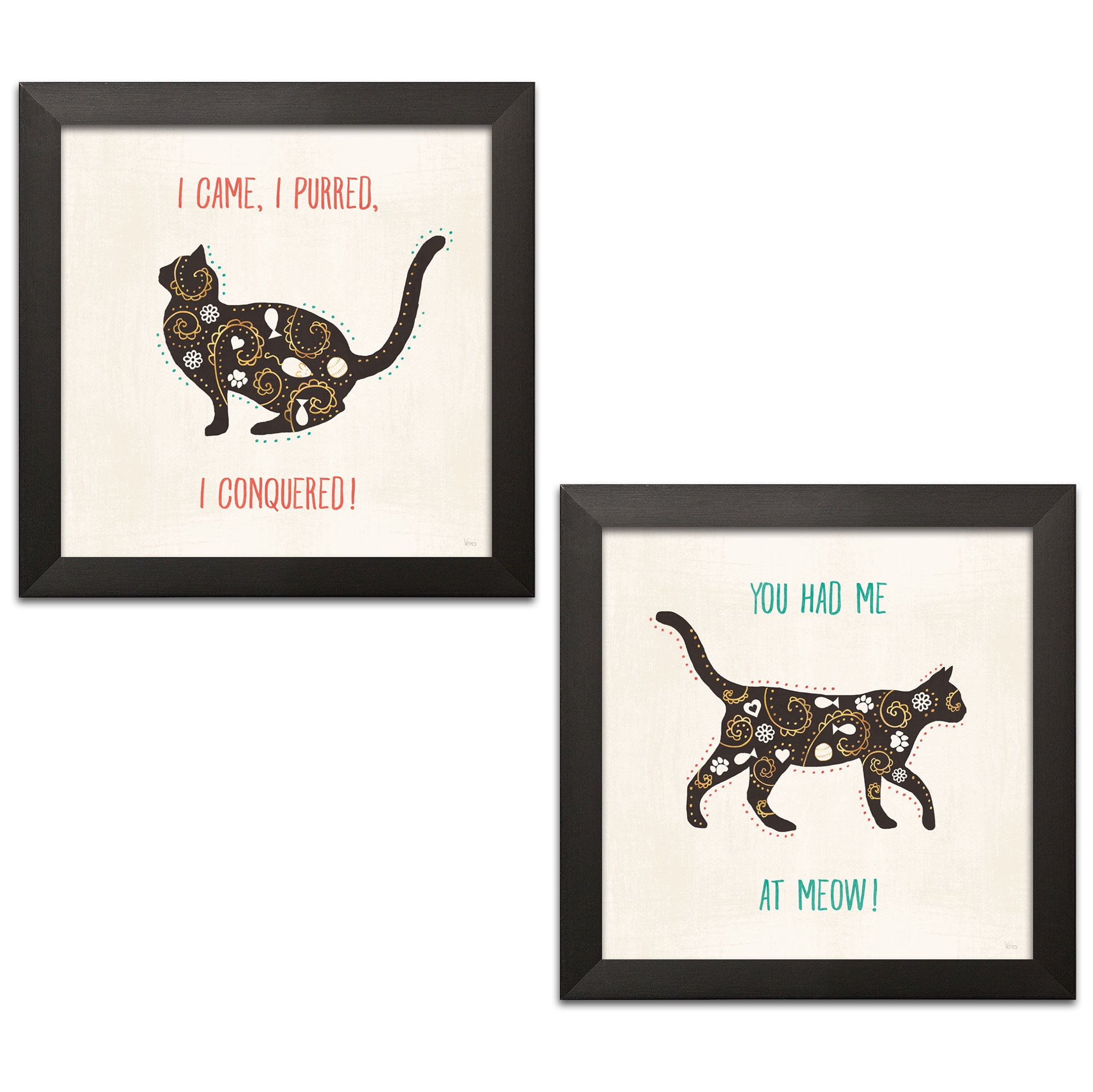 Gango Home Decor Contemporary Otomi Cats IV & Otomi Cats V by Veronique ...