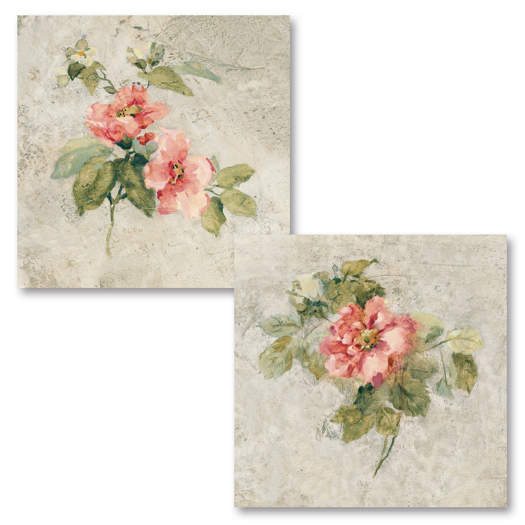 Gango Home Decor Contemporary Provence Rose I & II Red and Neutral by ...