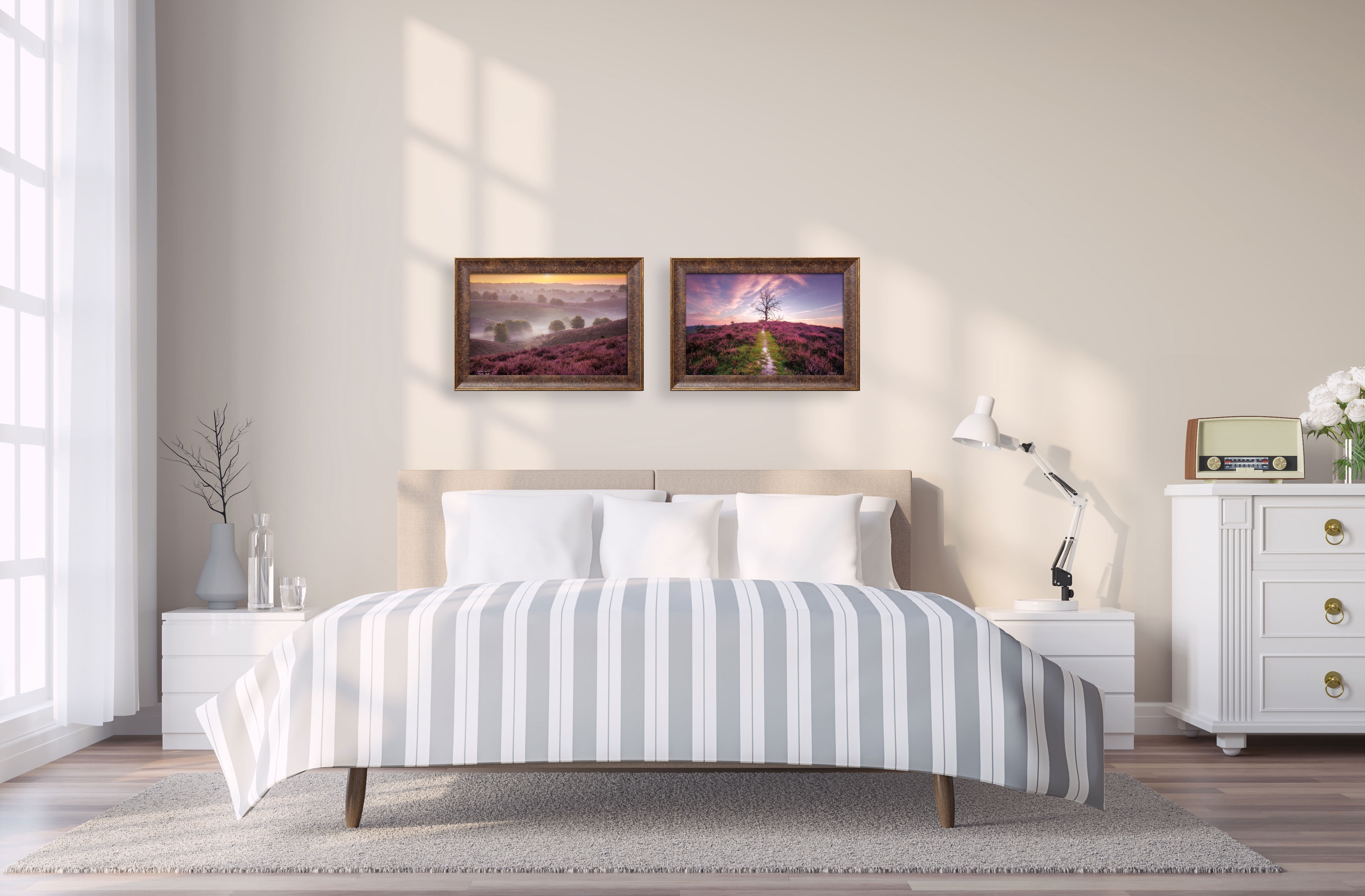 Gango Home Decor Contemporary Sunrise Layers & Treemendous; Two 18x12in ...