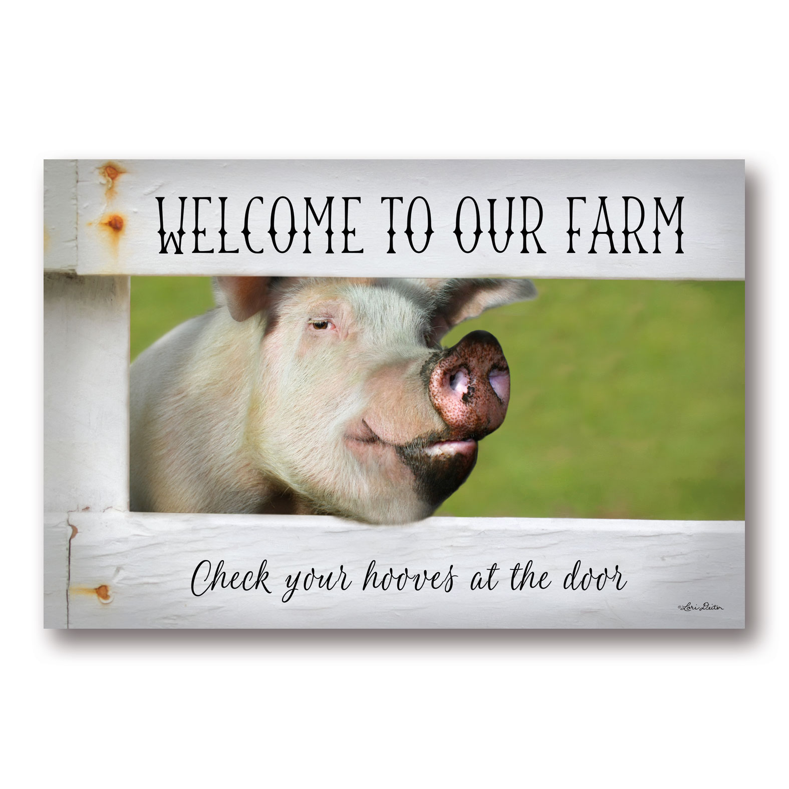 Gango Home Decor Country-Rustic Welcome Pig by Lori Deiter (Printed on ...