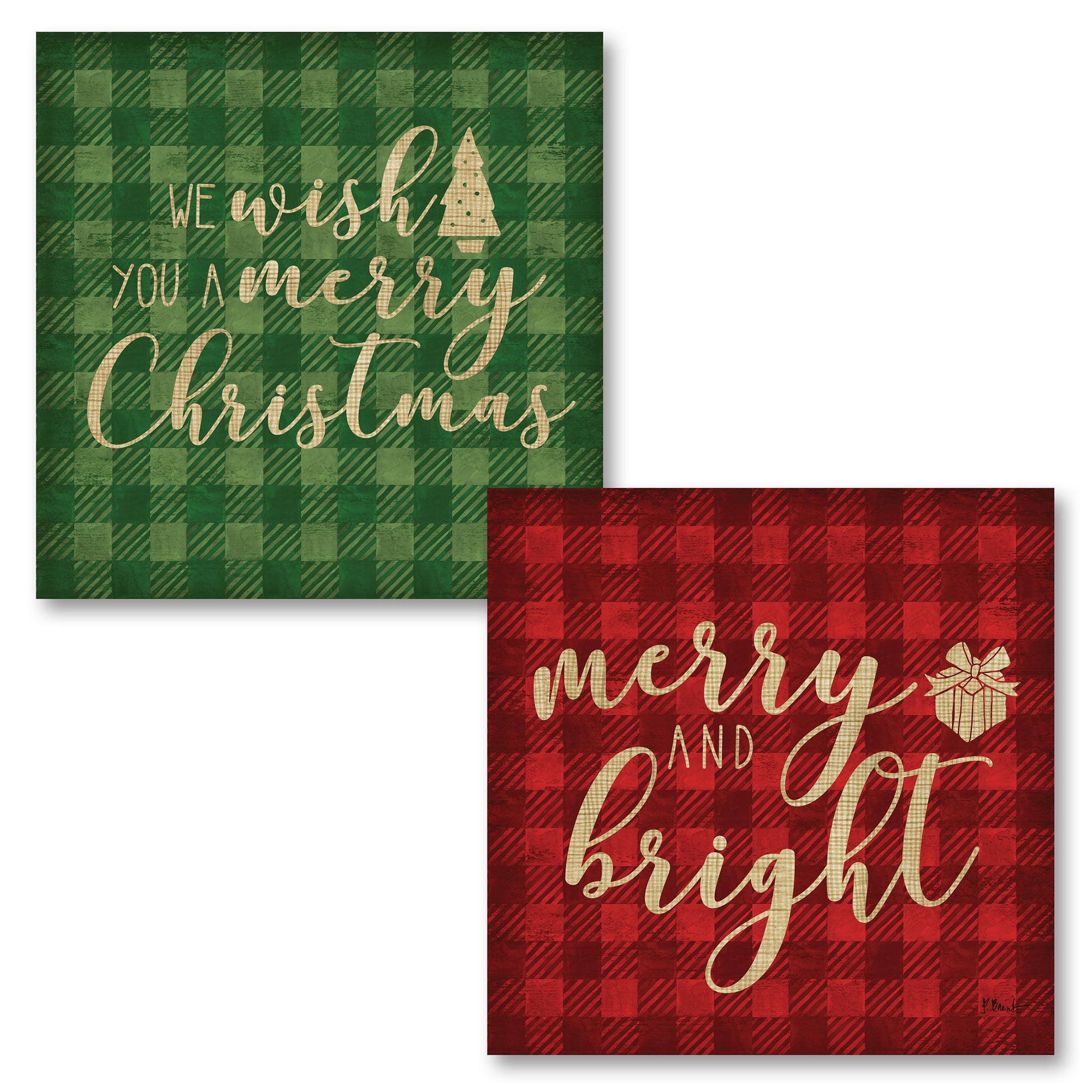 Gango Home Decor Modern Holiday Inspiration III & IV; Two 16x16in Fine ...