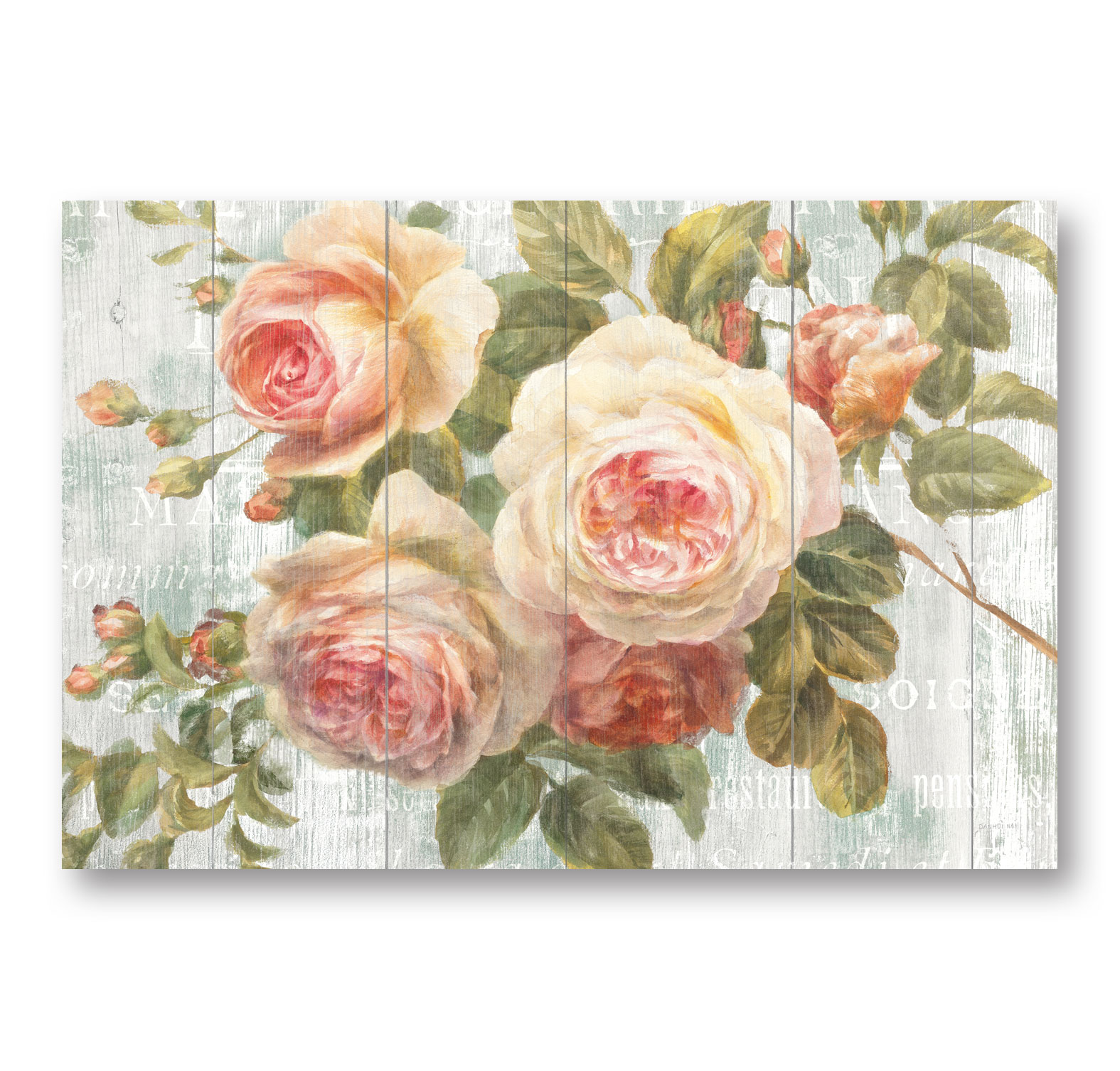 Gango Home Decor Shabby-Chic Vintage Roses Print; 1 - 18" x 12" Un ...