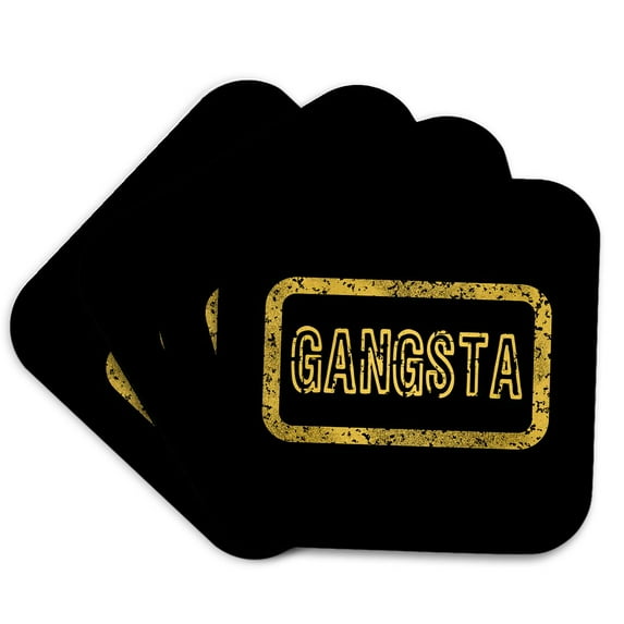 Gangsta Ink Stamp Styled Text Inside A Frame. Yellow On Black Design ...