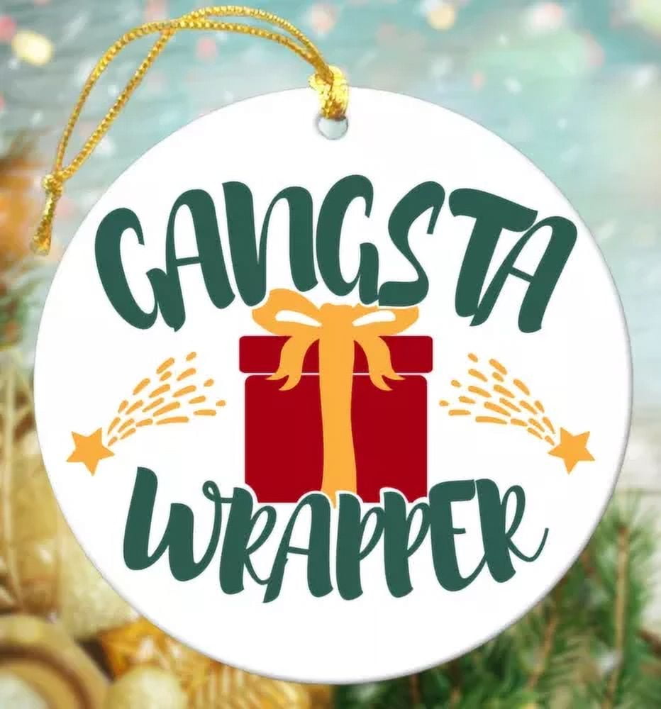 Gangsta Wrapper Ornament Funny Christmas Elf Xmas Holidays Santa Claus ...