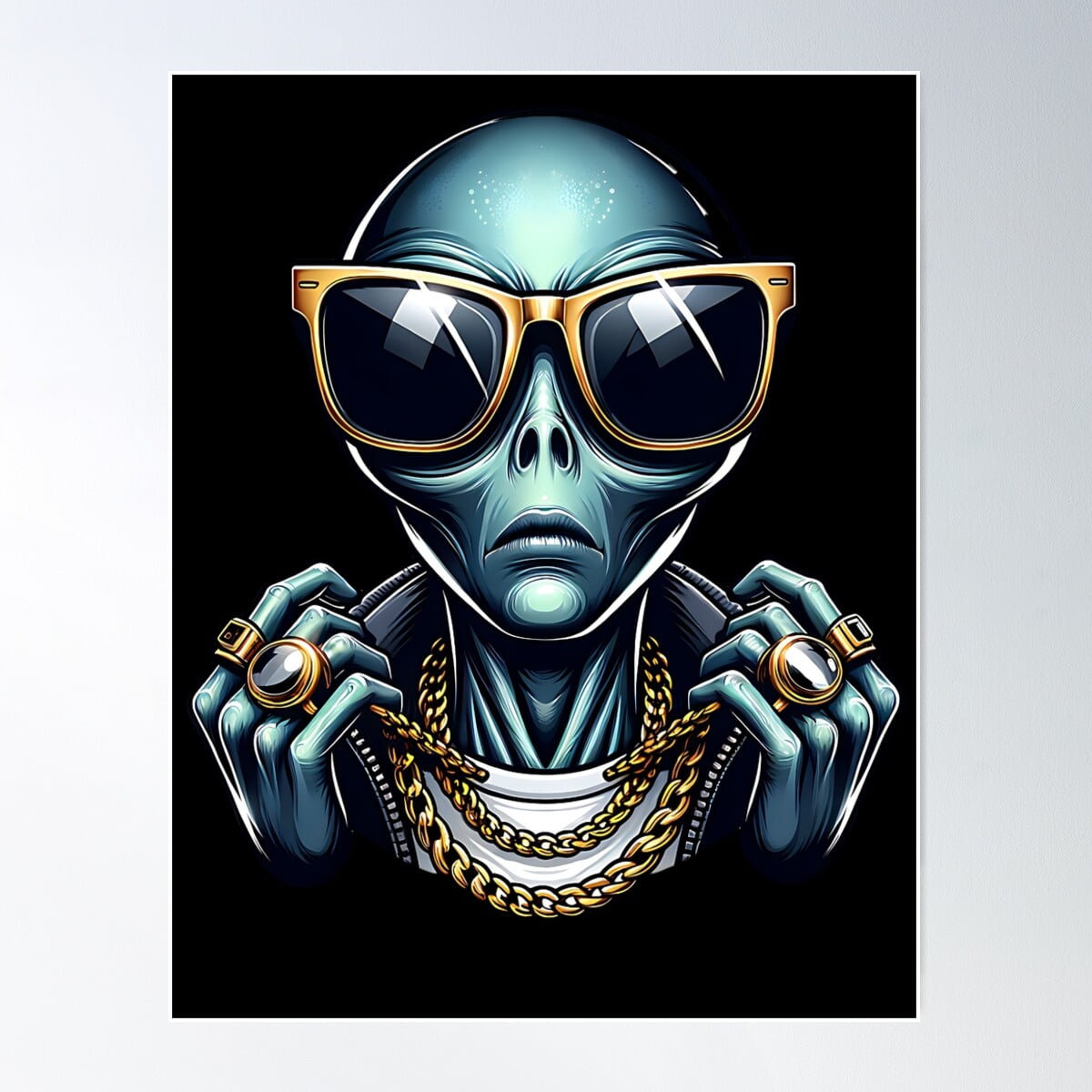Gangster Alien - Cool Alien Design Poster Wall Art, Modern Wall Decor ...