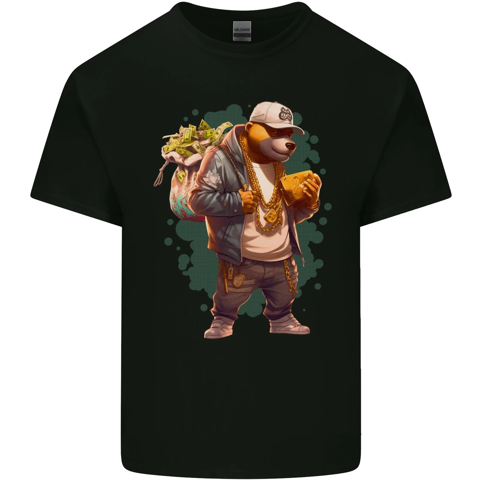 Gangster Bear Money Hustle Street Style Humor Art Unisex T-Shirt, up to ...