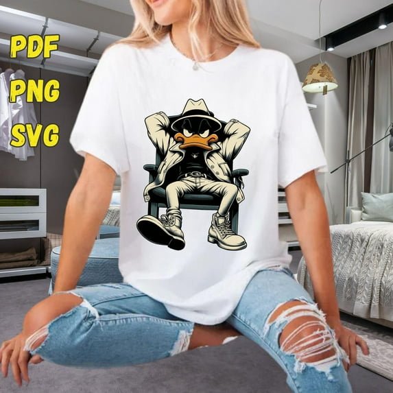 Gangster Duck Urban Streetwear Cool Cartoon Digital Graphic Tee Design ...
