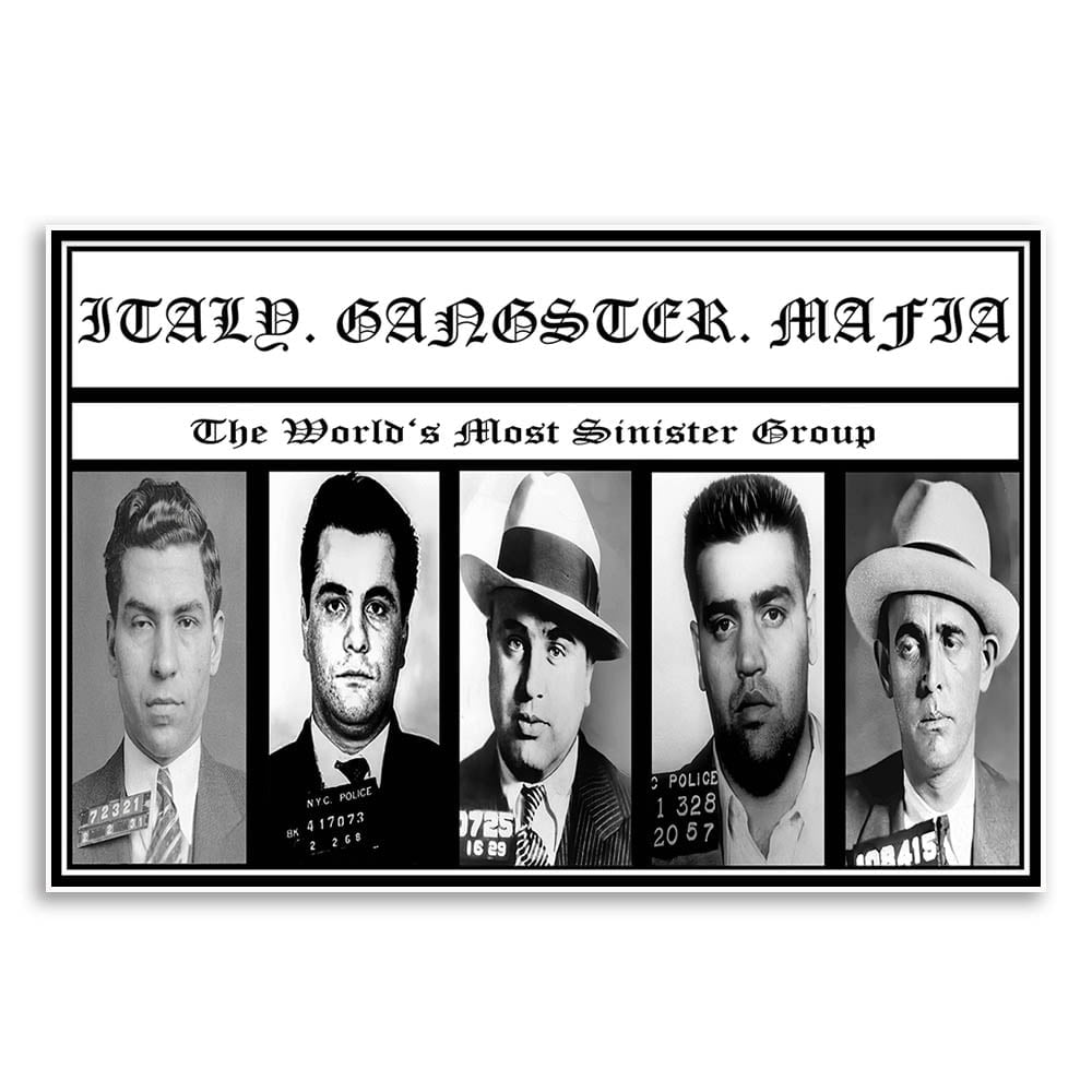 Gangster Poster-Black and White Canvas Art Print-16''x24'' Unframed ...