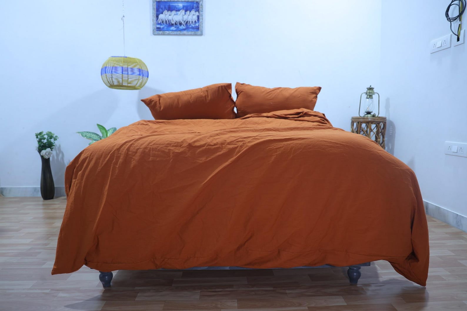 Gangwal Export Super Soft & Luxury Rust Orange Colour Duvet Cover Set 3 ...