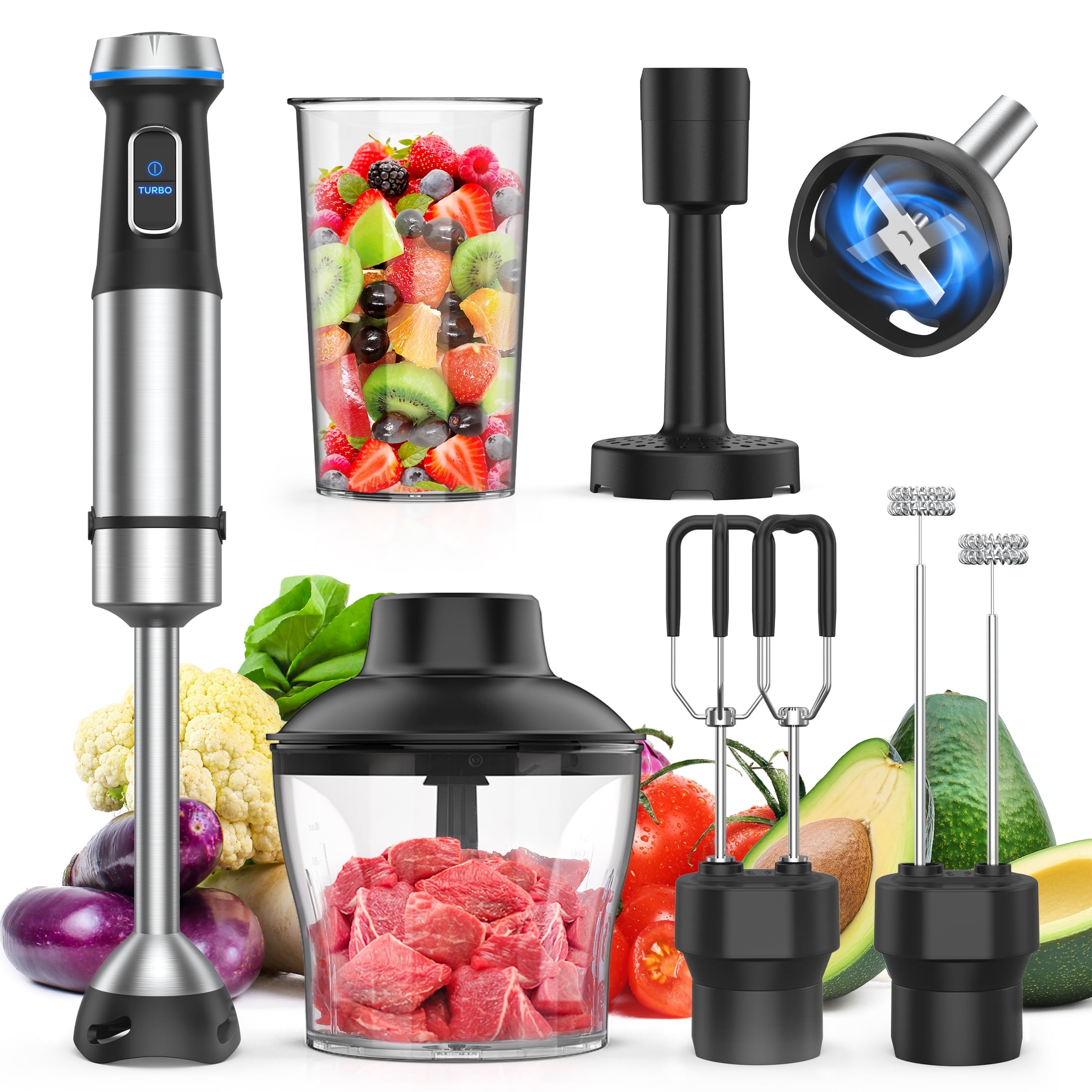 Ganiza 6-in-1 Immersion Blender Set, 15 Speed Handheld Blender, 800ml ...