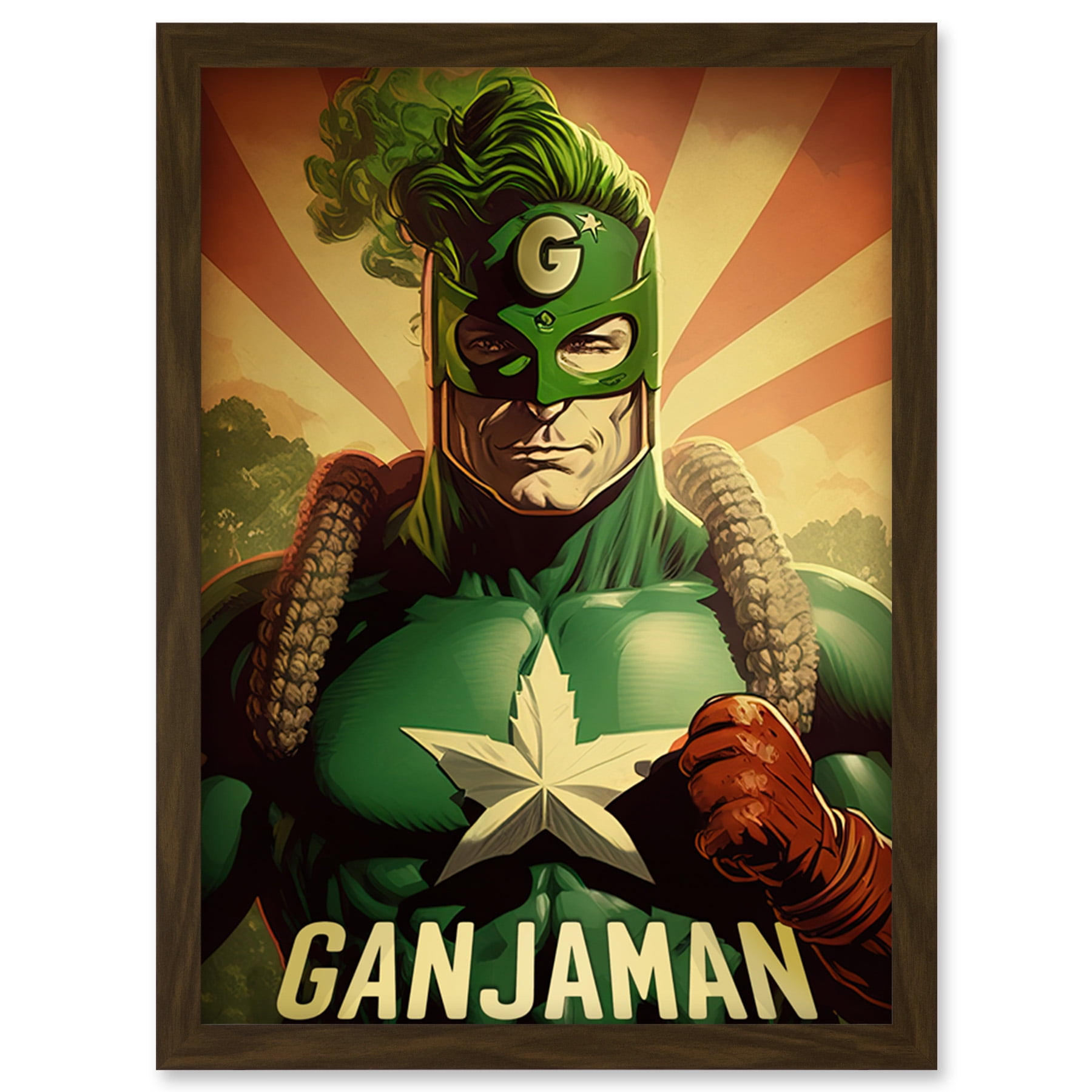 Ganjaman Super Hero Joint Weed Poster Weird Decor Artwork Framed Wall Art Print A4 - Walmart.com