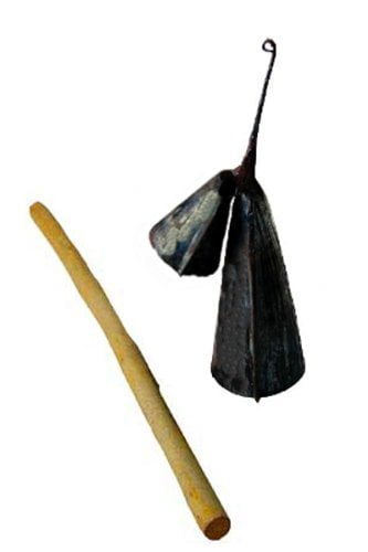 Gankogui Double Metal Bell - Agogo High Low Cow Bell - Small with stick ...