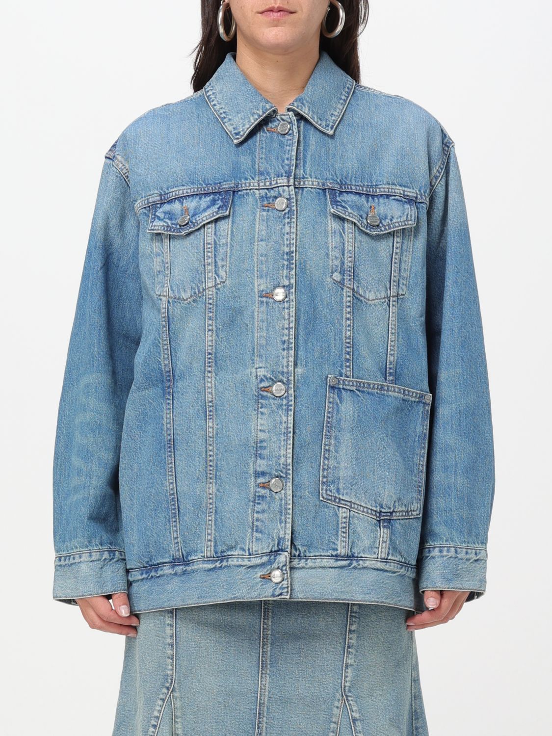 Ganni Jacket Woman Stone Washed Woman - Walmart.com