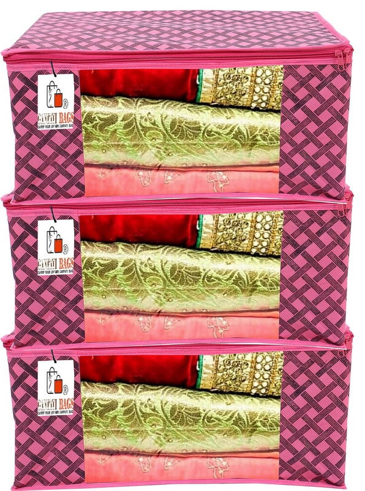 Ganpati Bags Presents Checks Print Saree Covers With Zip|Saree Covers ...