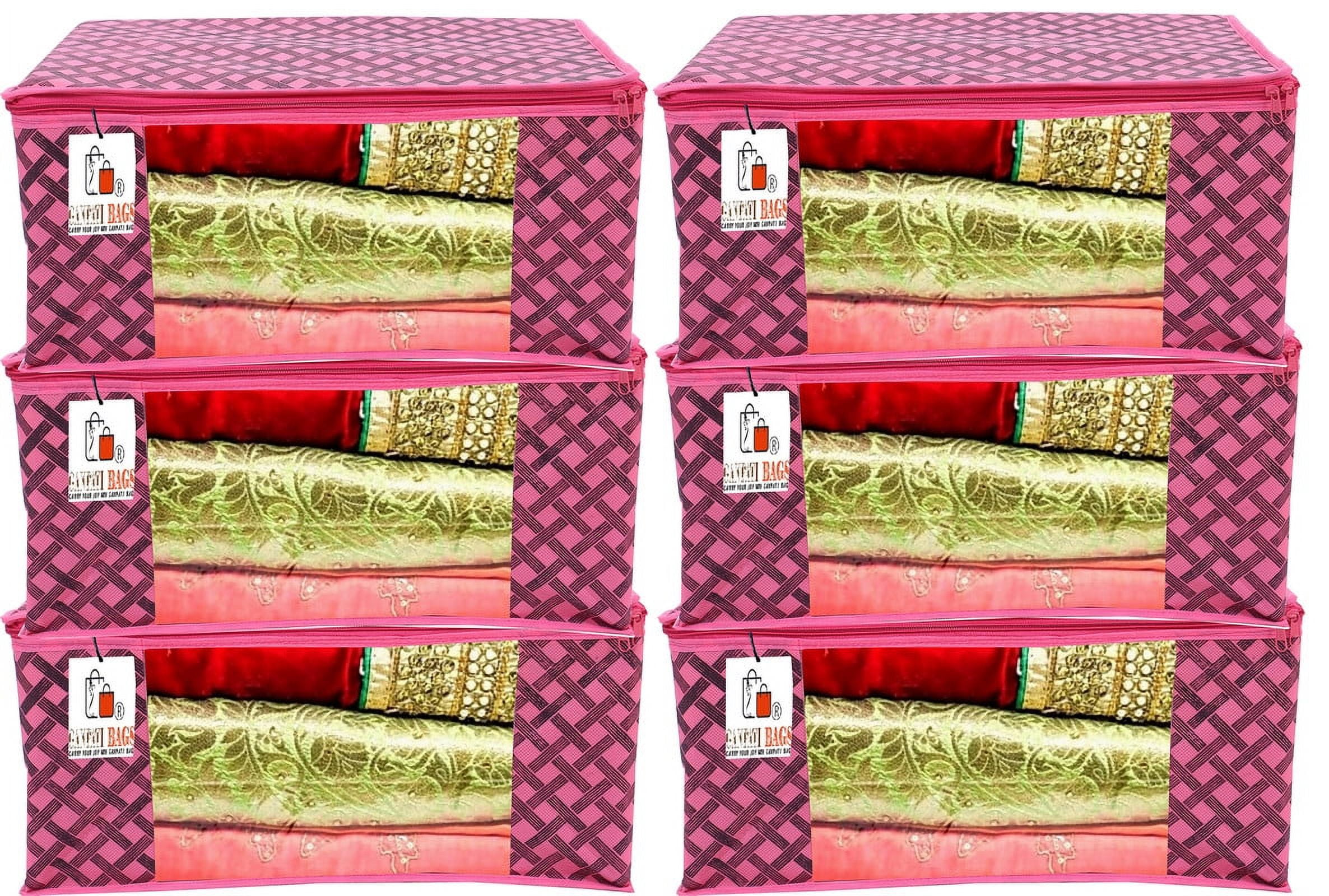 Ganpati Bags Presents Checks Print Saree Covers With Zip|Saree Covers ...