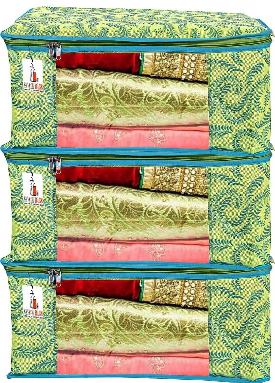 Ganpati Bags Presents Leaf Pritnt Saree Covers With Zip|Saree Covers ...
