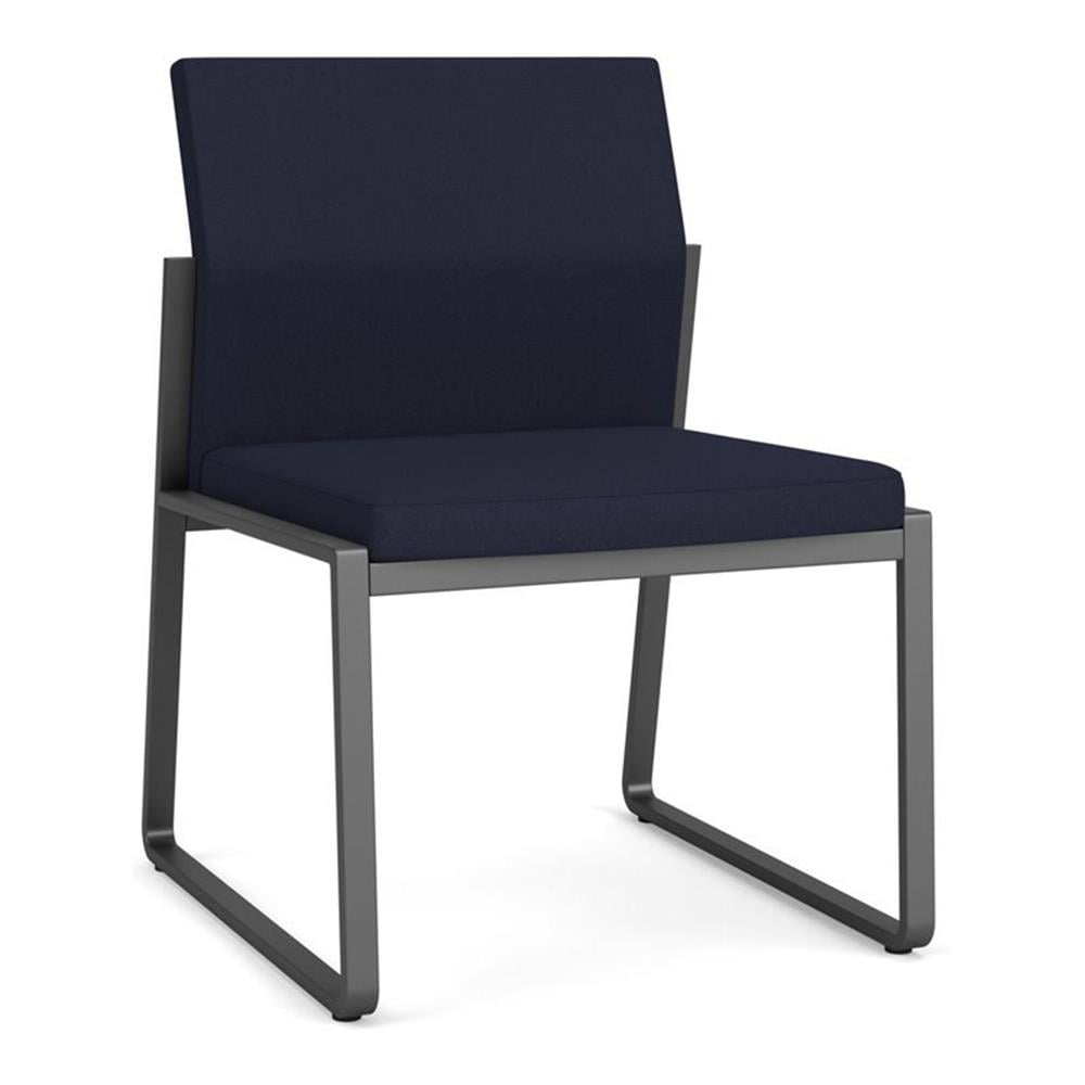 Gansett Reception Waiting Armless Guest Chair / Charcoal Steel / Navy ...