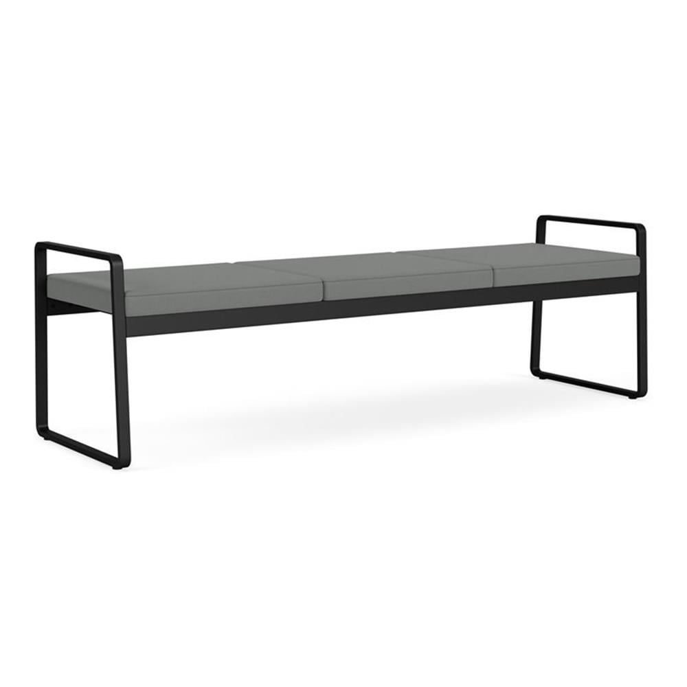 Gansett Reception Waiting Room 3-Seat Bench / Black Steel / Light Gray ...