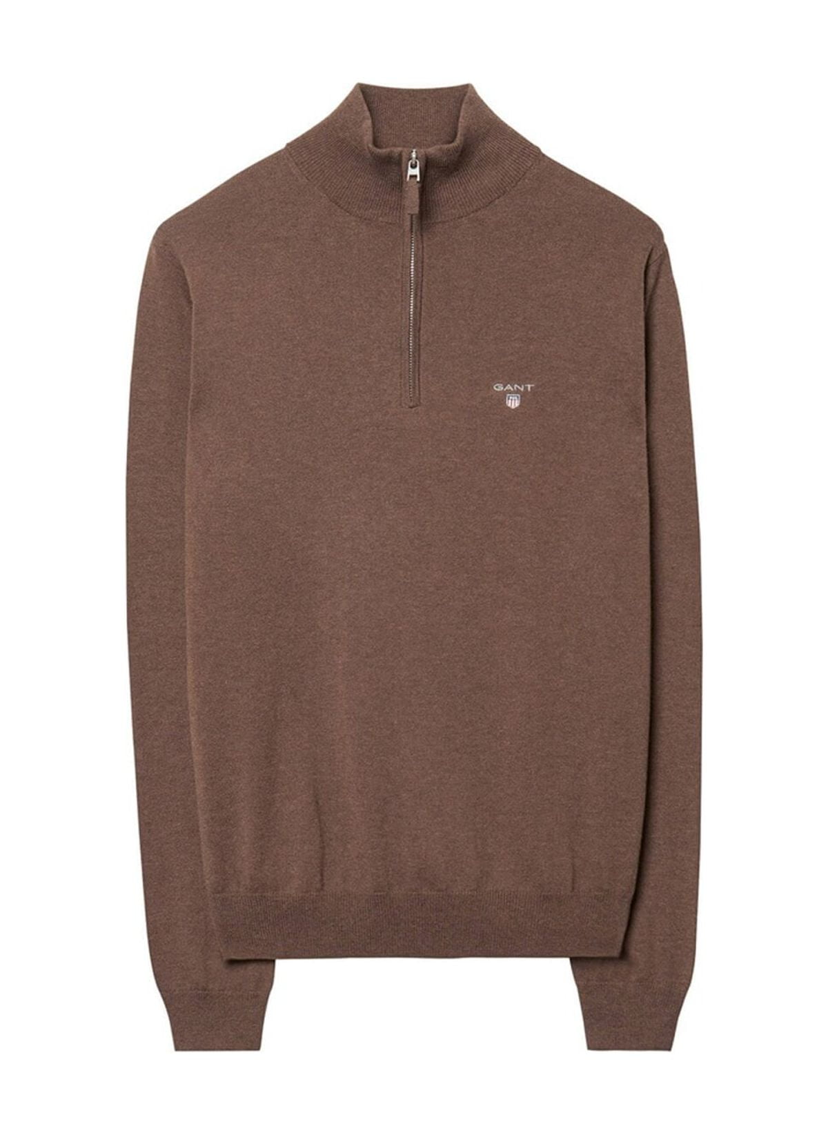 Gant Men's Cotton Wool Half Zip, Medium, Dark Hazelnut Melange ...