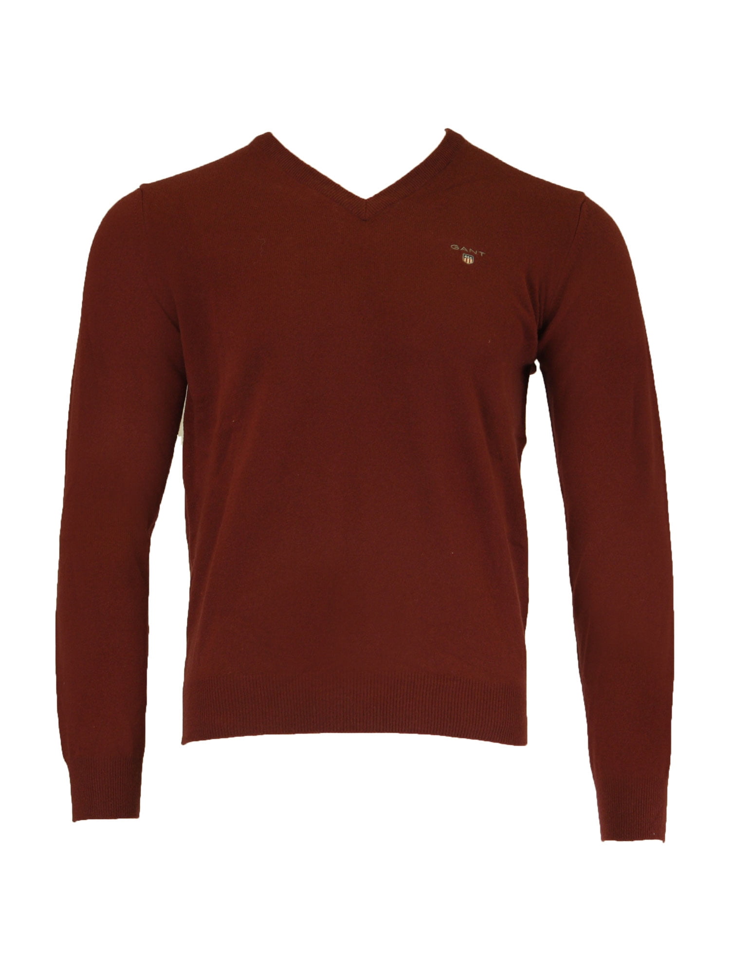 Gant Men's Superfine Lambswool V-Neck Sweater, Medium, Burgundy ...