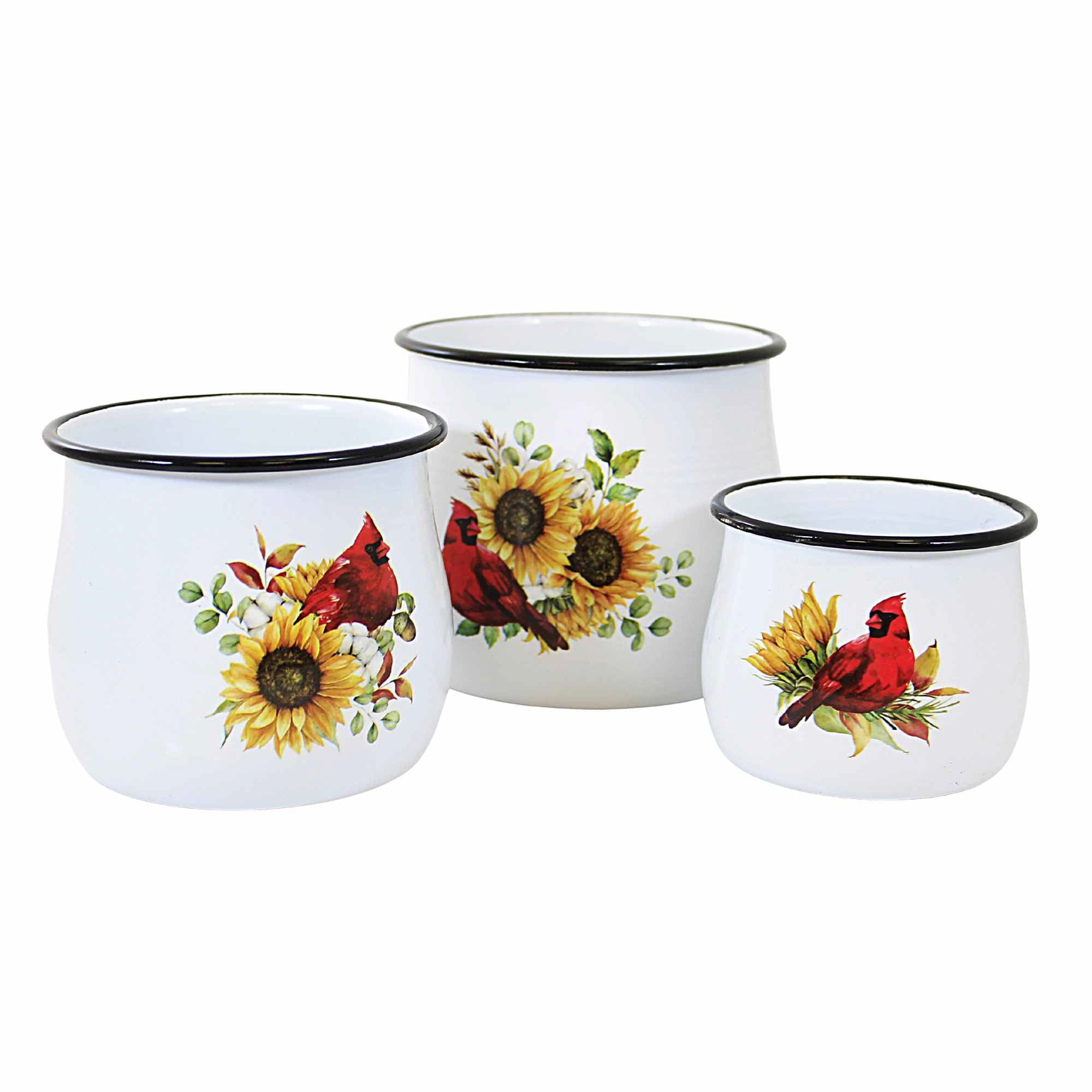 Ganz Cardinal Planter Set - Three Planters 4.25 Inch, Metal - Sunflower ...