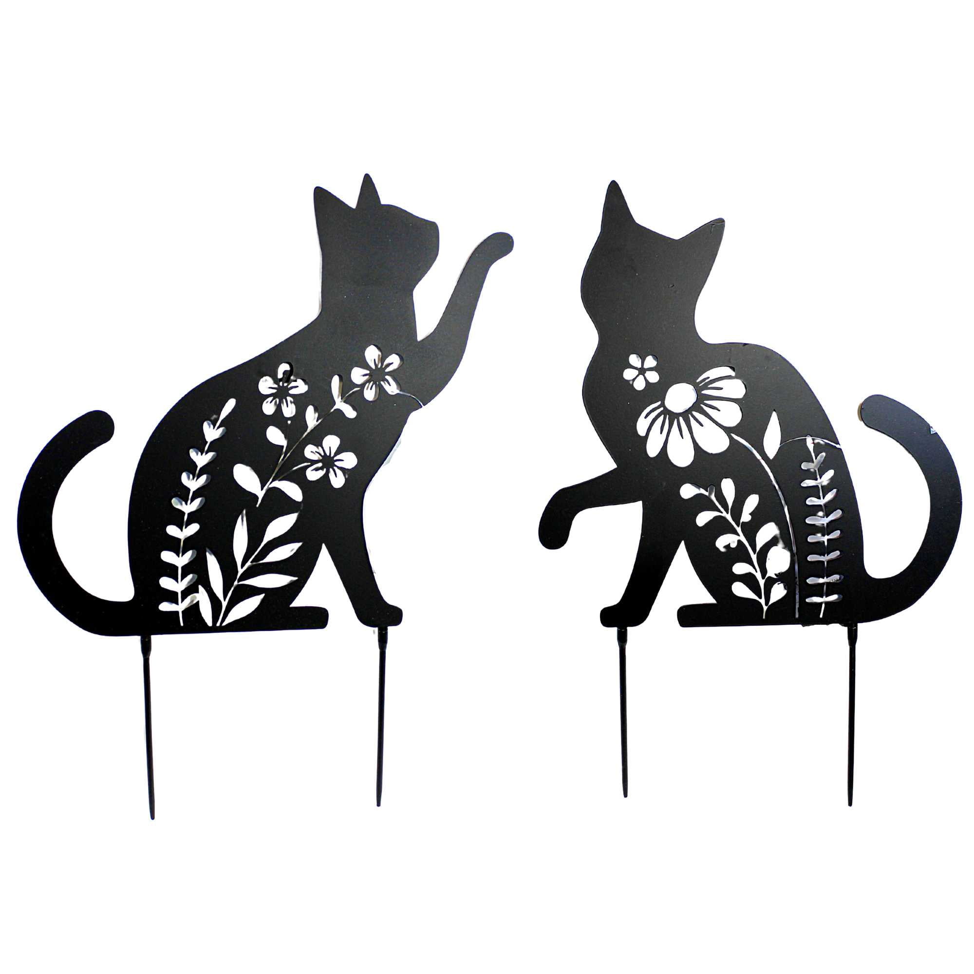 Ganz Cat Silhouette Stakes - Two Cat Stakes 12.5 Inch, Metal - Yard ...