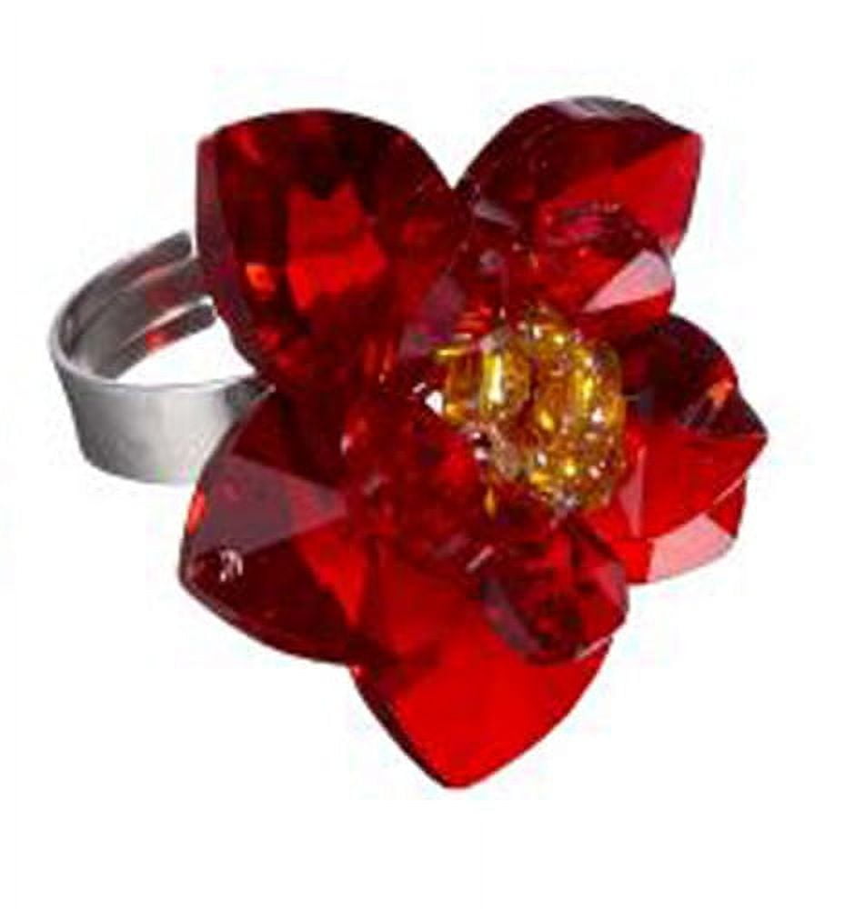 Ganz Crystal Poinsettia Flower Rings Holiday Season Christmas Ring ...