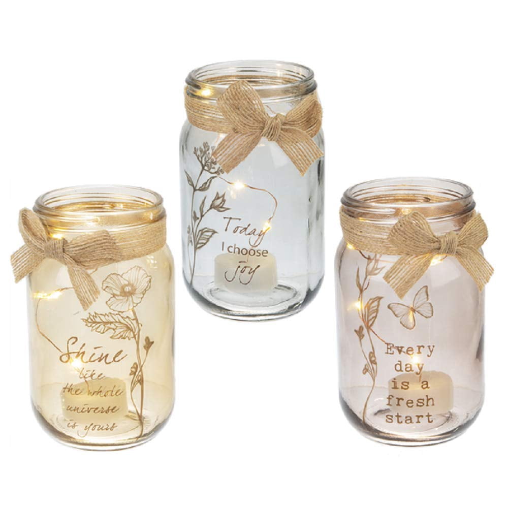 Ganz ER61625 Mason Jar with Light Up Decor, 5.25-inch Height,Glass ...