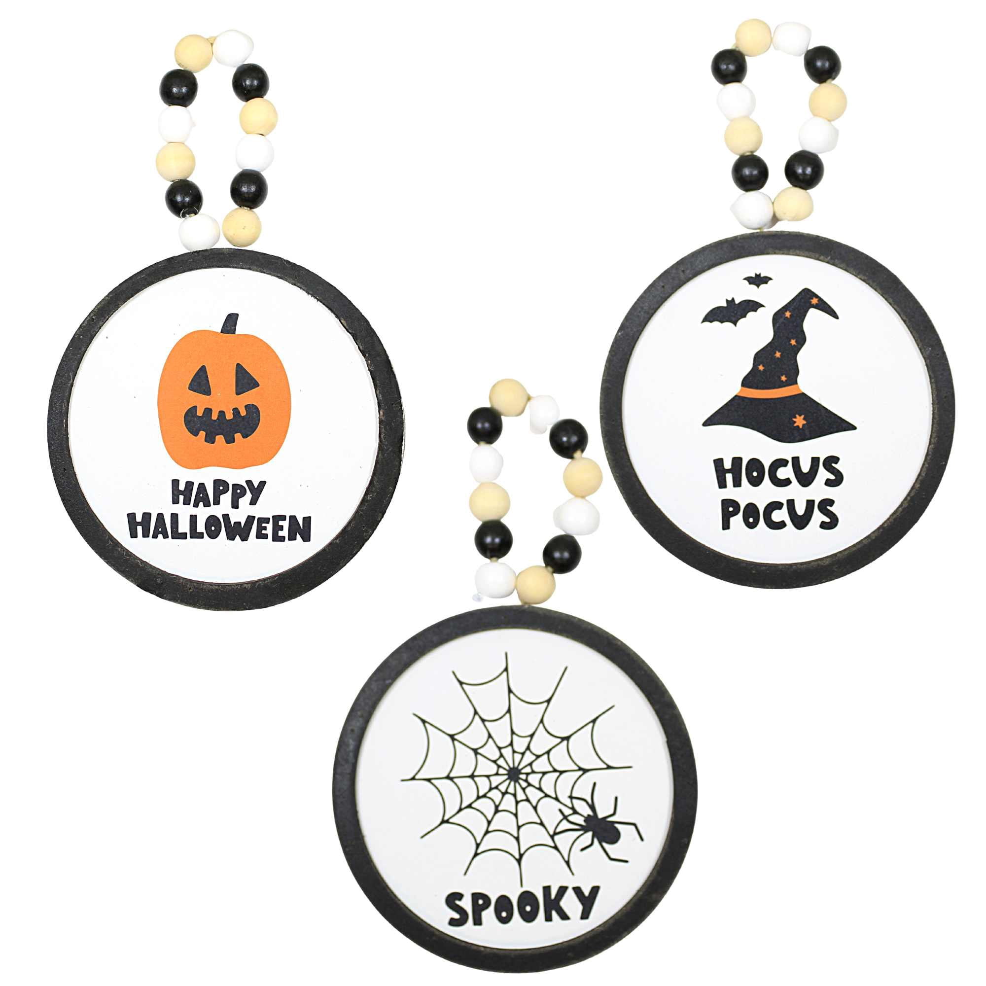 Ganz Fun Halloween Disk Ornaments - Three Hanging Disk 7.75 Inch, Wood ...