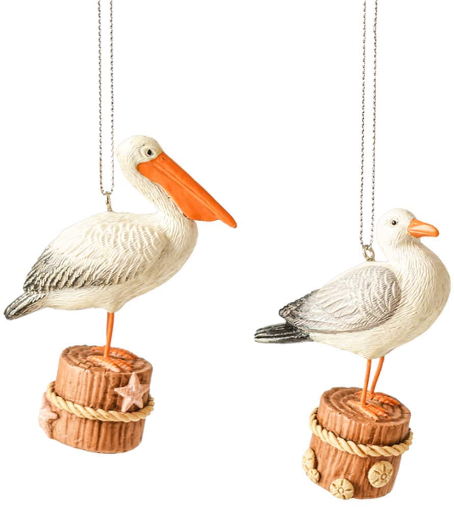 Ganz MX179740 Pelican & Seagull Bird Ornaments, Set of 2, 3.5 Inches ...