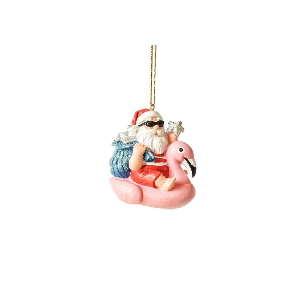 Ganz Inflatable Flamingo with Santa Ornament, 2-inch Polyresin Holiday ...