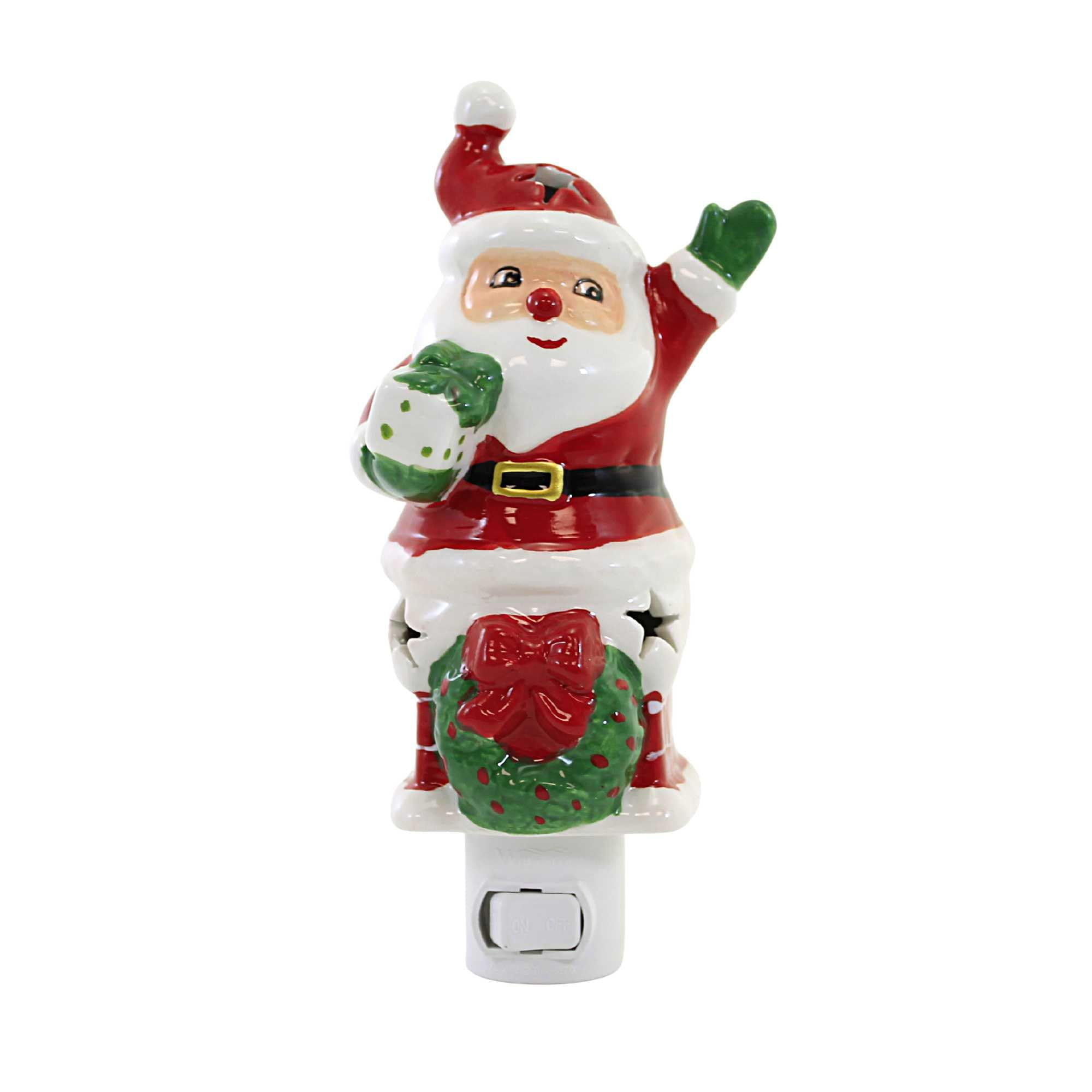 Ganz MX184795 Santa in Chimney with Cut-Out Stars Night-Light, 7-inch ...