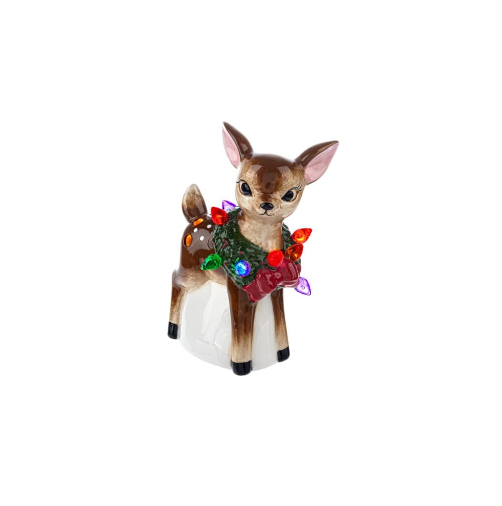 Ganz MX184866 LED Light Up Retro Reindeer Mini Shimmer Figurine, 4.38 ...
