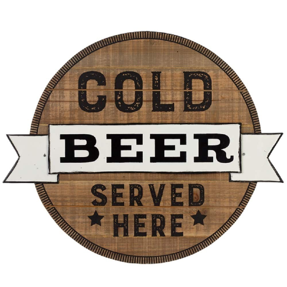 Ganz Midwest-CBK Round Cold Beer Served Here with Enamel Banner Wall ...