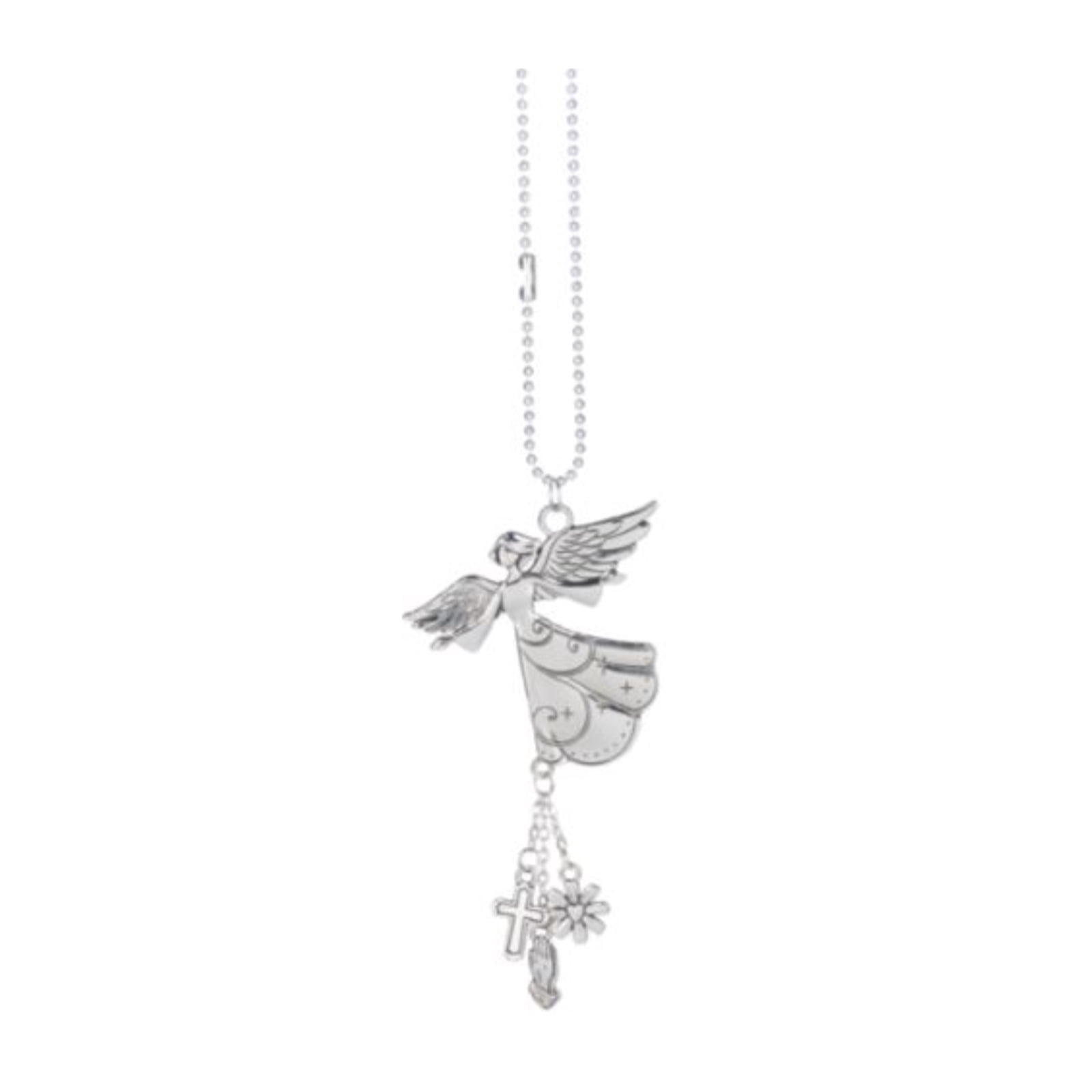 Ganz Silver Flying Guardian Angel Car Charm 7.5 Inch with Silver Chain ...