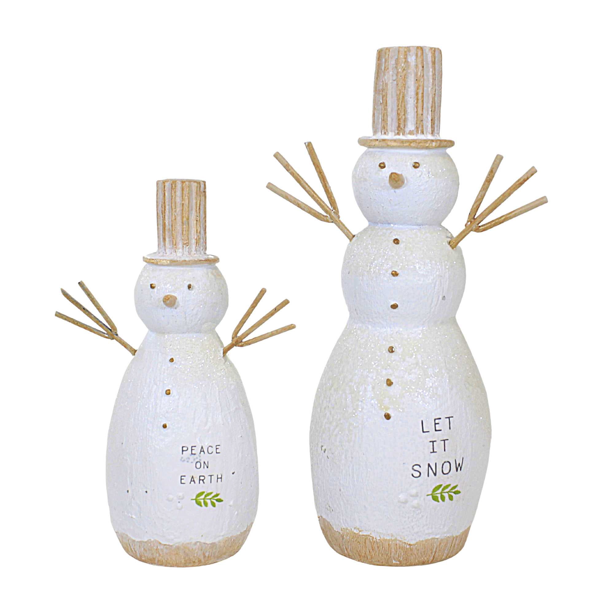 Ganz Snowman Set With Stick Arms - Two Figurines 8 Inch, Resin - Snow ...