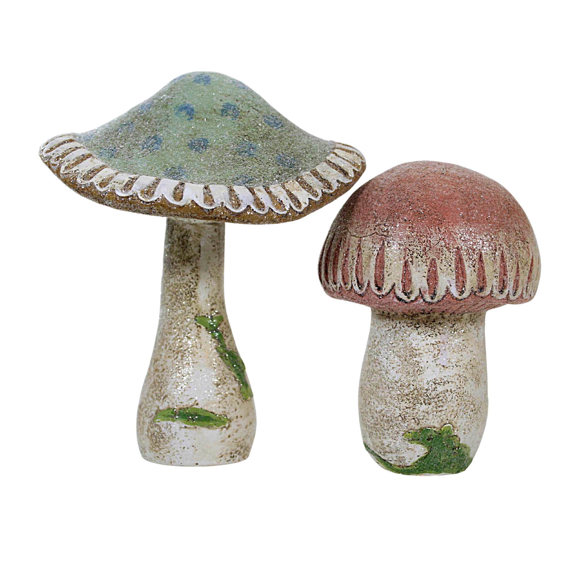Ganz Sparkling Mushroom Set - Two Mushroom Figurines 7 Inch, Polyresin ...