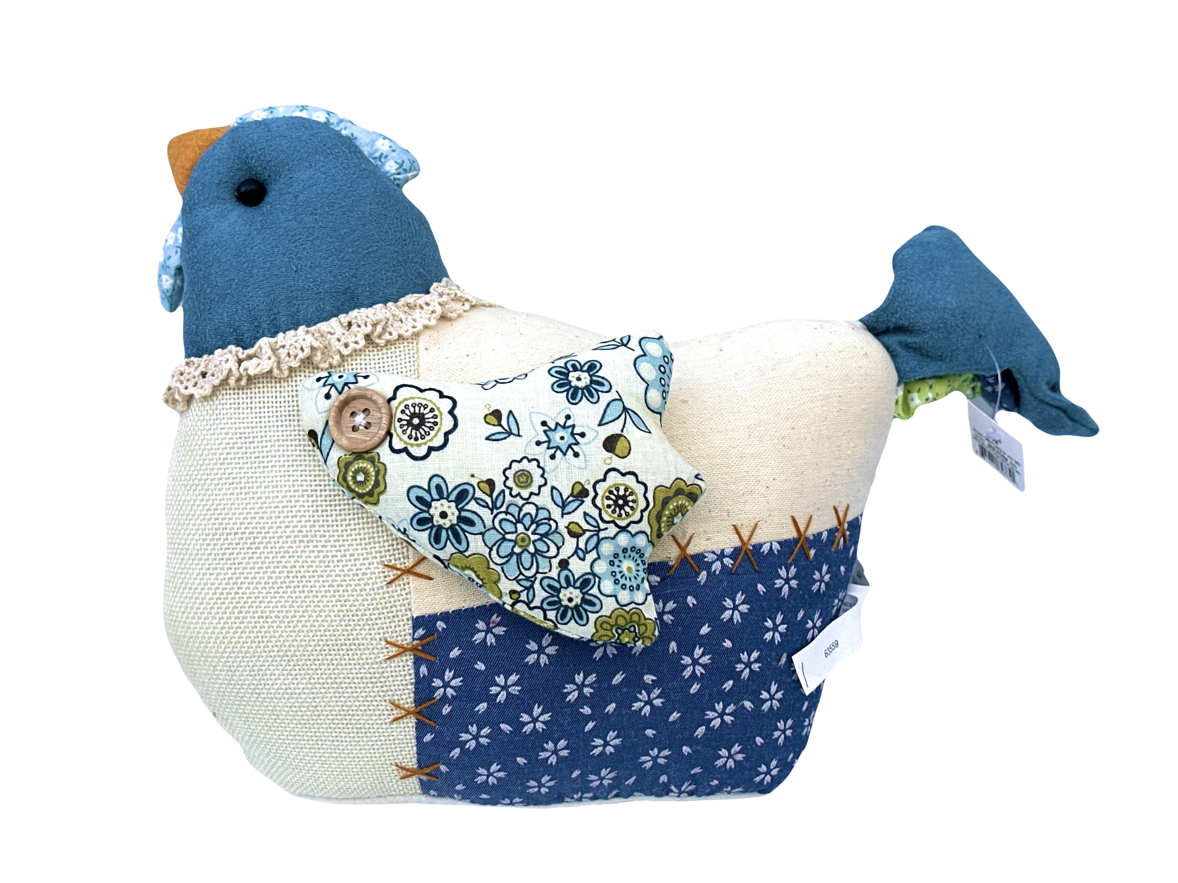 Ganz Stitched Fabric Blue and Tan Rooster Plush Figurine - Walmart.com