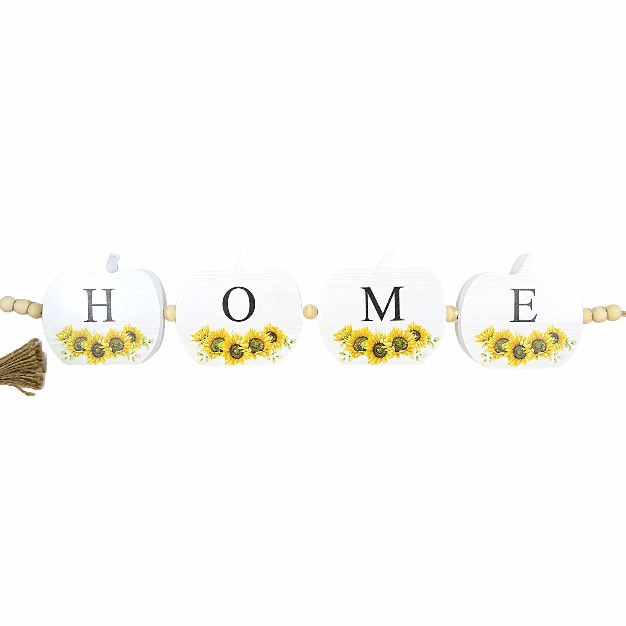 Ganz White Pumpkin Garland - One Garland 27.5 Inch, Wood - Sunflowers ...