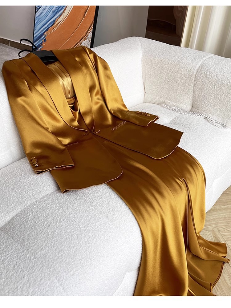 Gao Ding gilded Japanese imported triacetic acid satin suit socialite ...