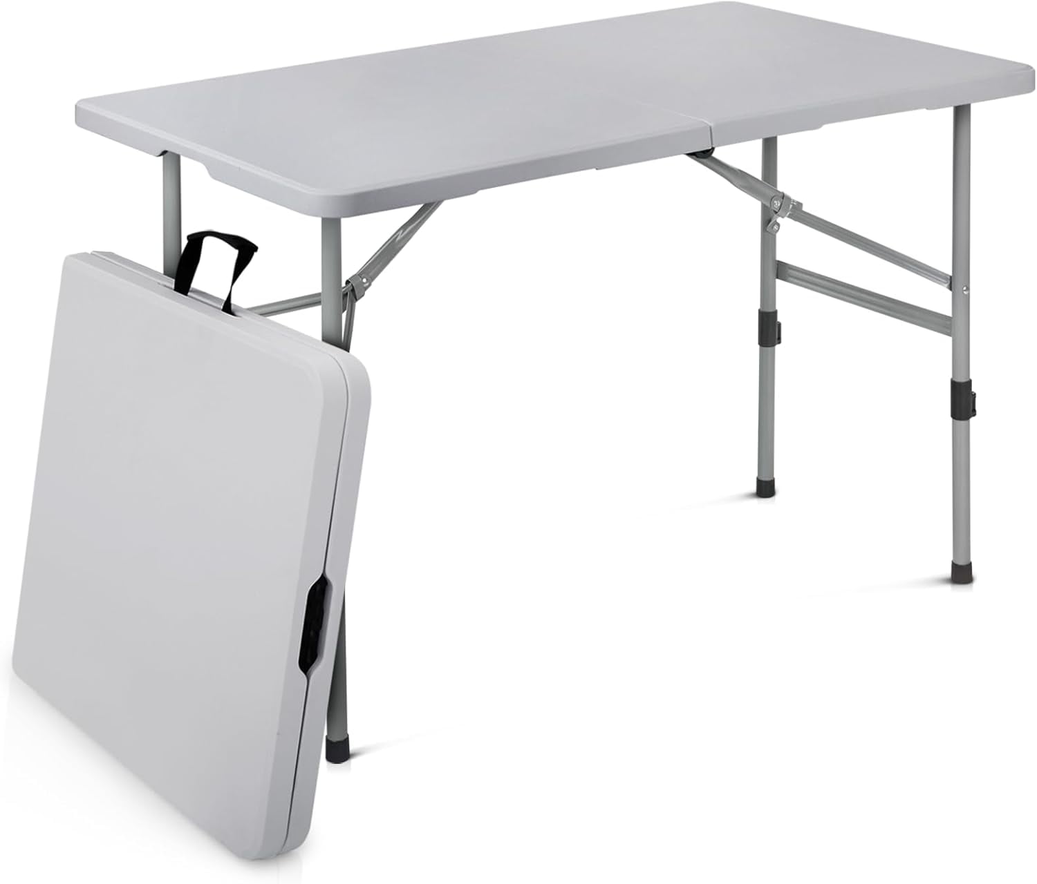 Gao-J 4ft Square Folding Table, Indoor Outdoor Foldable Card Table Portable Plastic Table with ...